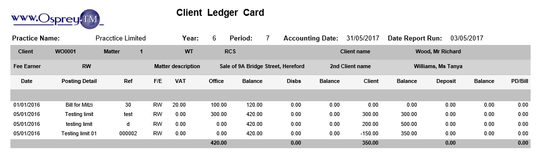 Print the client ledger - Osprey Approach Customer Support & Training ...