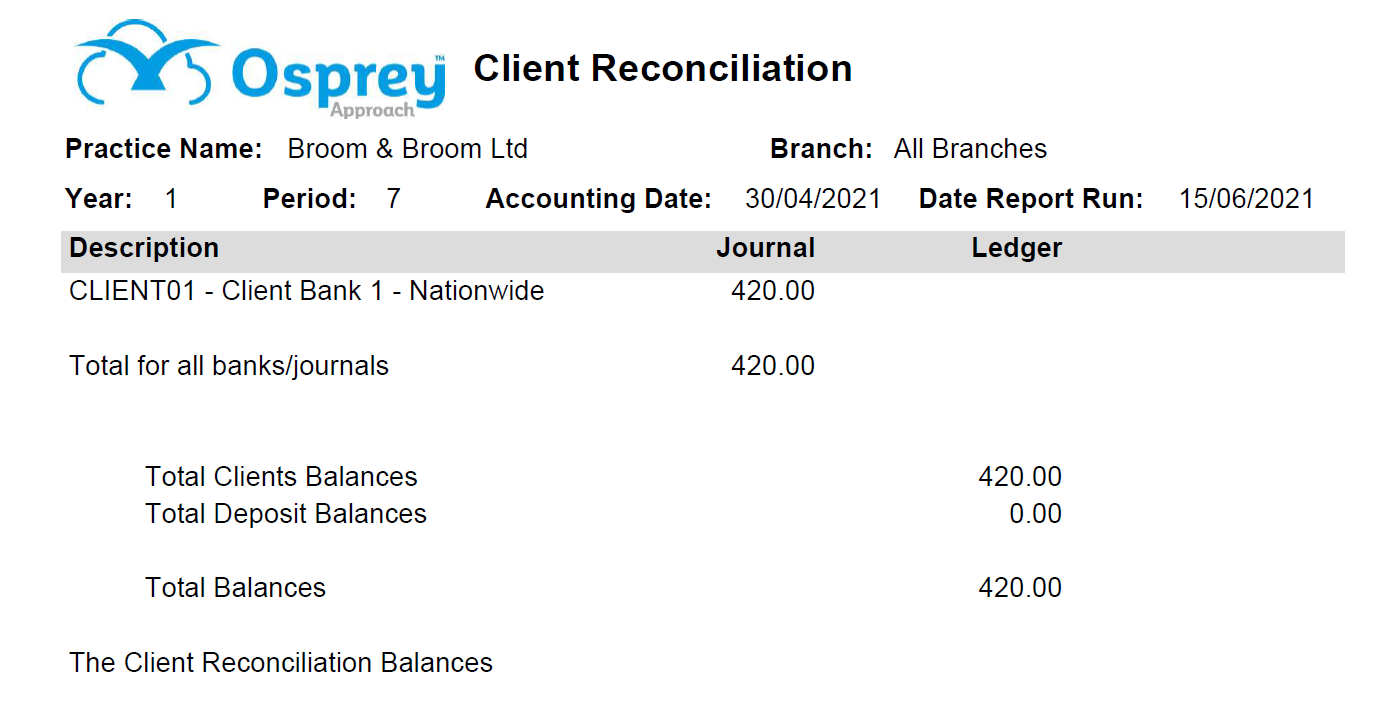 Reports: Client Reconciliation - Osprey Approach Customer Support ...