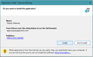 Installing the Osprey Gateway (Remote Desktop) - Osprey Approach ...