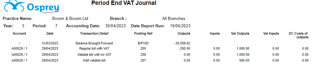 Posting Non Vatable Bills and the VAT Check Question - Osprey Approach ...